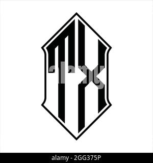 XT Logo monogram with shieldshape and black outline design template vector icon abstract Stock ...
