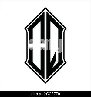 QO Logo monogram with shieldshape and black outline design template ...