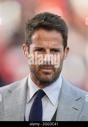 Jamie Redknapp working for Sky Sports during the Premier League match ...
