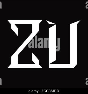 ZU Logo monogram with slice shape blackground design template Stock ...