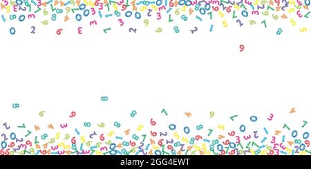 Falling colorful sketch numbers. Math study concept with flying digits ...