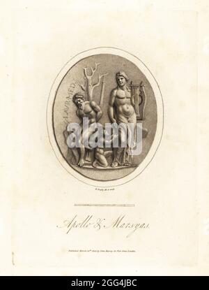 Apollo, god of music and dance, and the satyr Marsyas. Apollo stands ...
