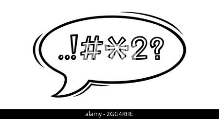 Swearing speech bubble censored with symbols. Hand drawn swear words in ...