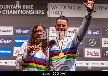 Tomas SLAVIK and Michaela HAJKOVA, both of the Czech Republic, 1st place man and woman during ...