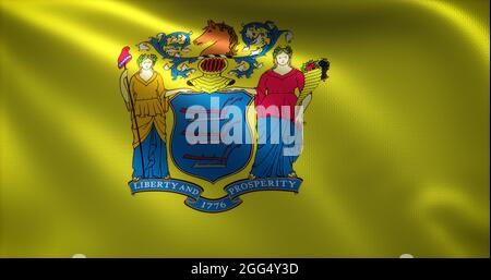 New Jersey Flag, United States of America, waving folds, close up view ...