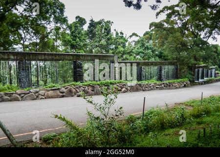 Waterfall at Guan Dao Guan Ying Temple, a Buddhist temple in New Taipei ...