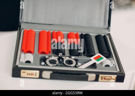 Ophthalmology test box, set diopter lens with a frame for the selection ...