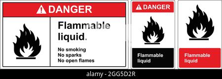 Danger Sign Flammable Liquids, Gasoline, Paints, Thinners Stock Vector ...