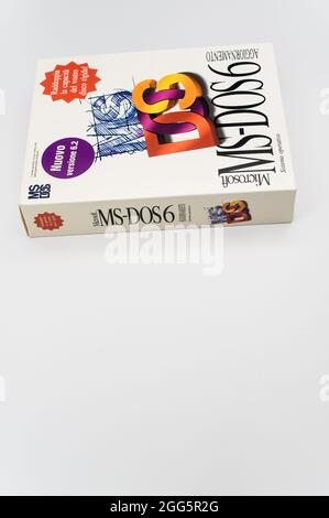 MS DOS personal computer operating system box by Microsoft on a white ...