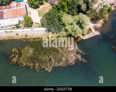 Aerial summer view of Pancharevo lake, Sofia city Region, Bulgaria ...
