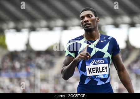 Fred Kerley of USA competes and wins in Men's 200m during the IAAF ...