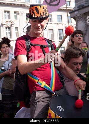 Drummers at the Extinction Rebellion protest wednesday 25th August 2021 ...