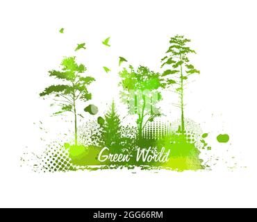 Colored spring seasonal natural landscape Vector Stock Vector Image ...