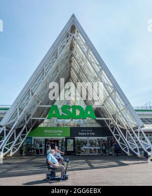 Asda supermarket logo with sign , Irvine, Ayrshire, UK Stock Photo - Alamy