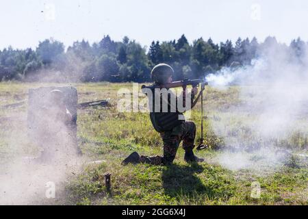 A pair of RPG-7 grenade launchers in position firing under the ...
