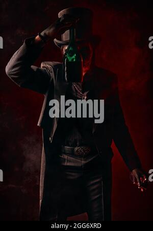 A young man in image of Baron Samedi, the Voodoo deity. Baron Saturday ...