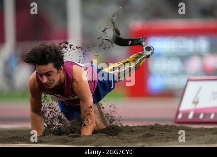 August 28, 2021: Ezra Frech from USA at long jump during athletics at ...