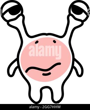Funny cartoon monster with sad emotion. Vector illustration Stock ...