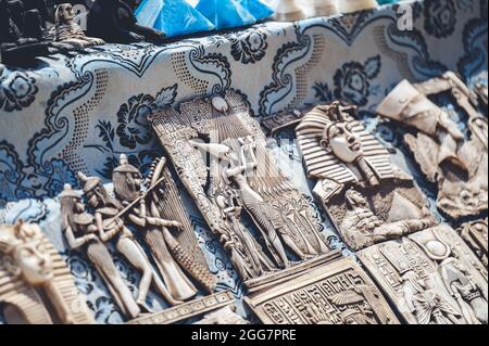 CAIRO, EGYPT - Jun 06, 2021: A slab of damaged stone engraved with ...