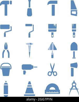 Construction icon set design, Work repair reconstruction industry build ...