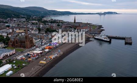 Largs, UK. 29th Aug, 2021. Pictured: Aerial view looking down from ...