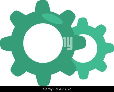 Vector flat background with green gears on the left side on black ...