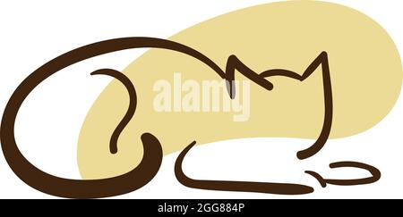 White Cute Cat Laying on Back. Vector Illustration. isolated on White ...