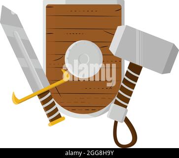 Hammer shield icon. Vector illustration Stock Vector Image & Art - Alamy