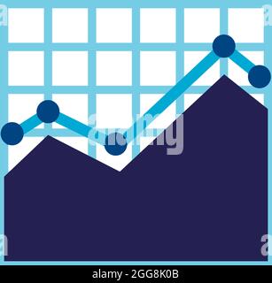 Stats vector icon isolated on blue background, sign and symbol Stock ...