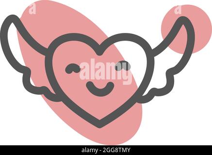 Heart with wings vector hand drawn illustration. Love heart doodle for ...