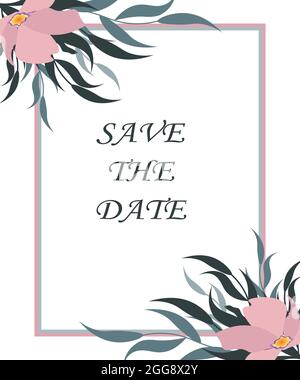 Pink Rectangle Wreath Border Frame With Green Leaves And Red Pink ...