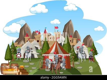 Military medieval camp on white background illustration Stock Vector ...