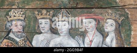 Medieval doom painting of the Day of Judgement, Church of Saint Thomas ...