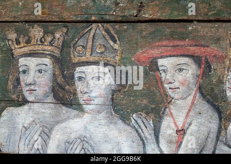 Medieval doom painting of the Day of Judgement, Church of Saint Thomas ...