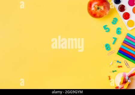 Education, freelancer work desk, back to school Stock Photo - Alamy