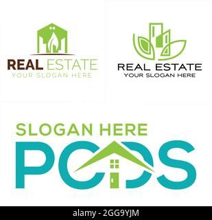 Property investment logo House and leaves, real estate, real estate ...