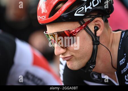 Belgian Tim Wellens of Lotto Soudal (L) wins before Swiss Marc Hirschi ...