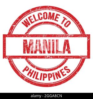 WELCOME TO MANILA - PHILIPPINES, on red rectangle street sign stamp ...