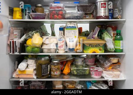 The interior of a fridge with food inside Stock Photo - Alamy
