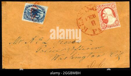 The 1851 3 x 1c stamp on cover from the United States features three 1 ...