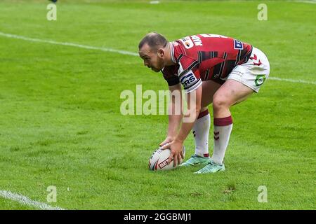 Wigan Warriors Liam Marshall scores a try during the Super League rugby ...