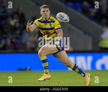 George Williams (31) of Warrington Wolves celebrates his sides victory ...