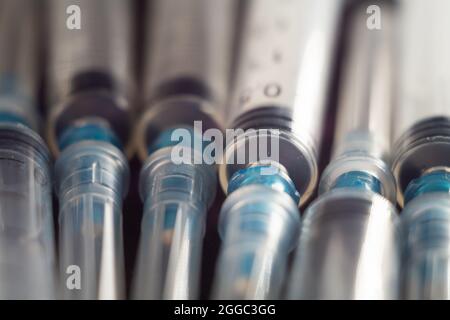 Closeup shot of a bunch of new unused syringes Stock Photo - Alamy