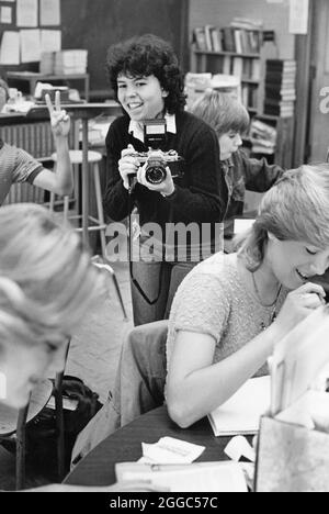 Austin Texas USA, circa 1980s: Children making candles at Texas Pioneer ...