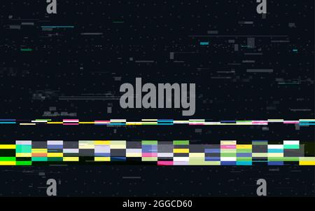 Glitch color pixels. Distorted video signal. Abstract digital shapes ...