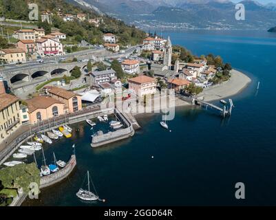 Cremia village on the western shore of Lake Como, Lombardy; Italy ...