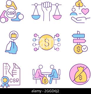Environmental responsibility linear icons set. Sustainability ...