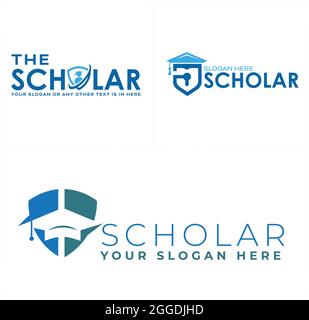 Technology logo with shield graduation cap and book icon vector Stock ...