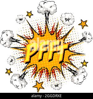 PFFT text on comic cloud explosion on rays background illustration ...