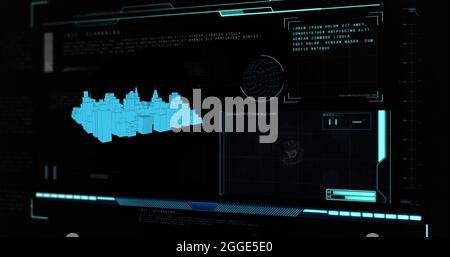 Image of 3d architecture city drawing with scope scanning and data ...